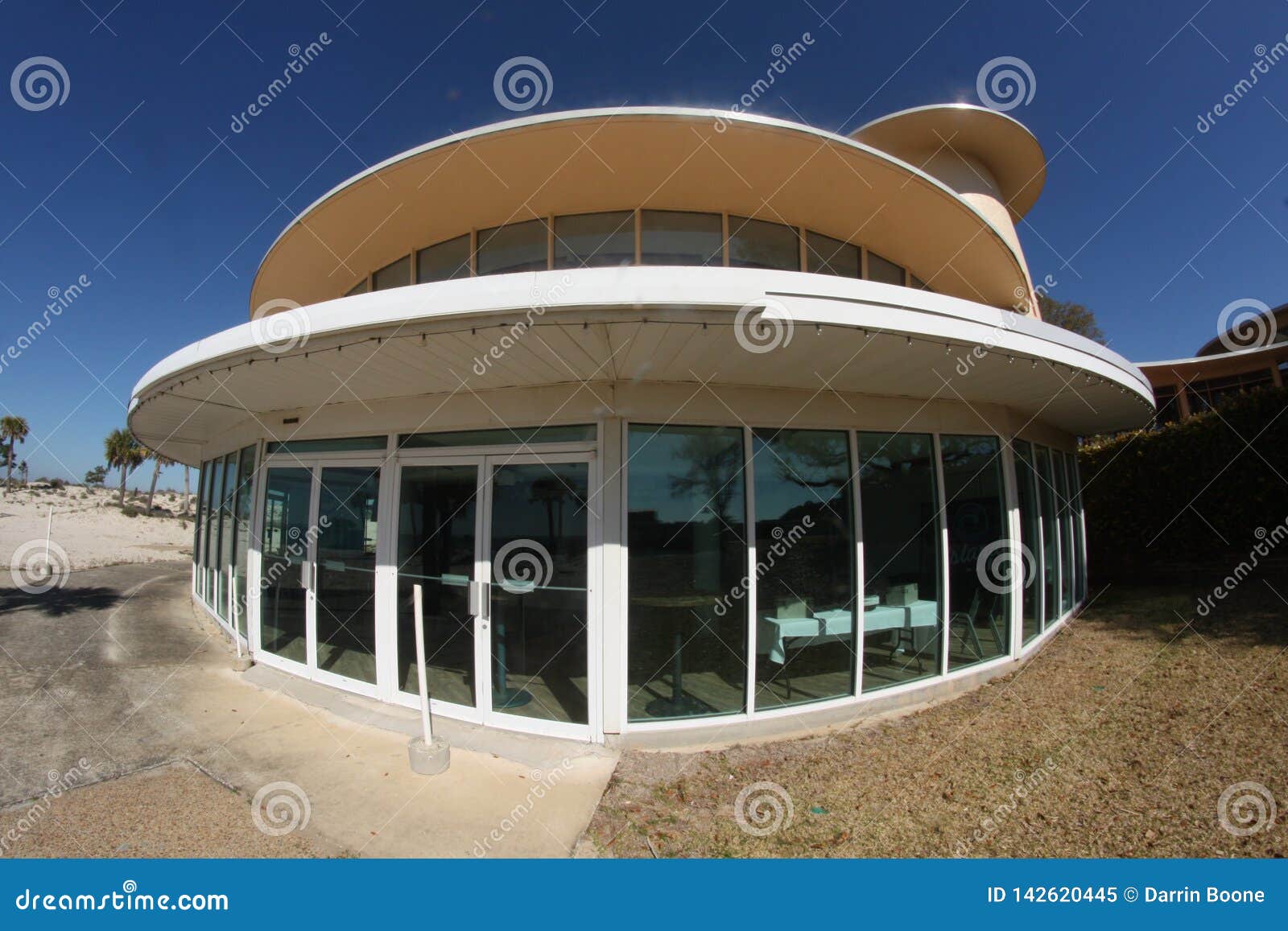 Photo of Round Building Using a Wide Angle. Stock Image - Image of ...