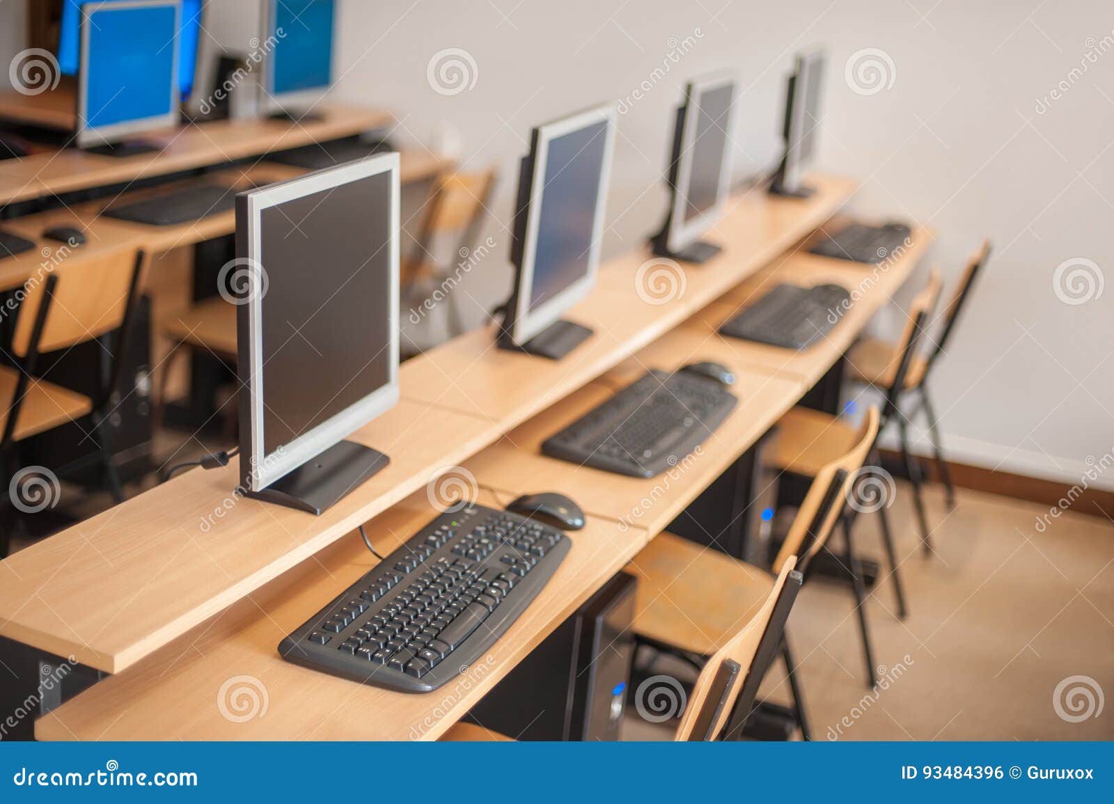 Photo of Row Computers in Classroom or Other Educational Institution ...