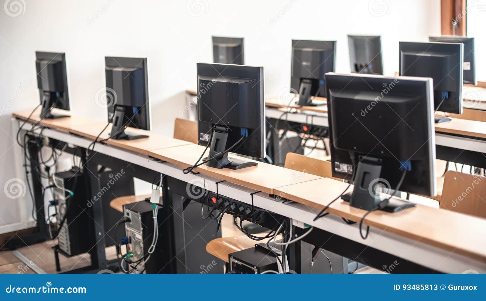 Photo of Row Computers in Classroom or Other Educational Institution ...