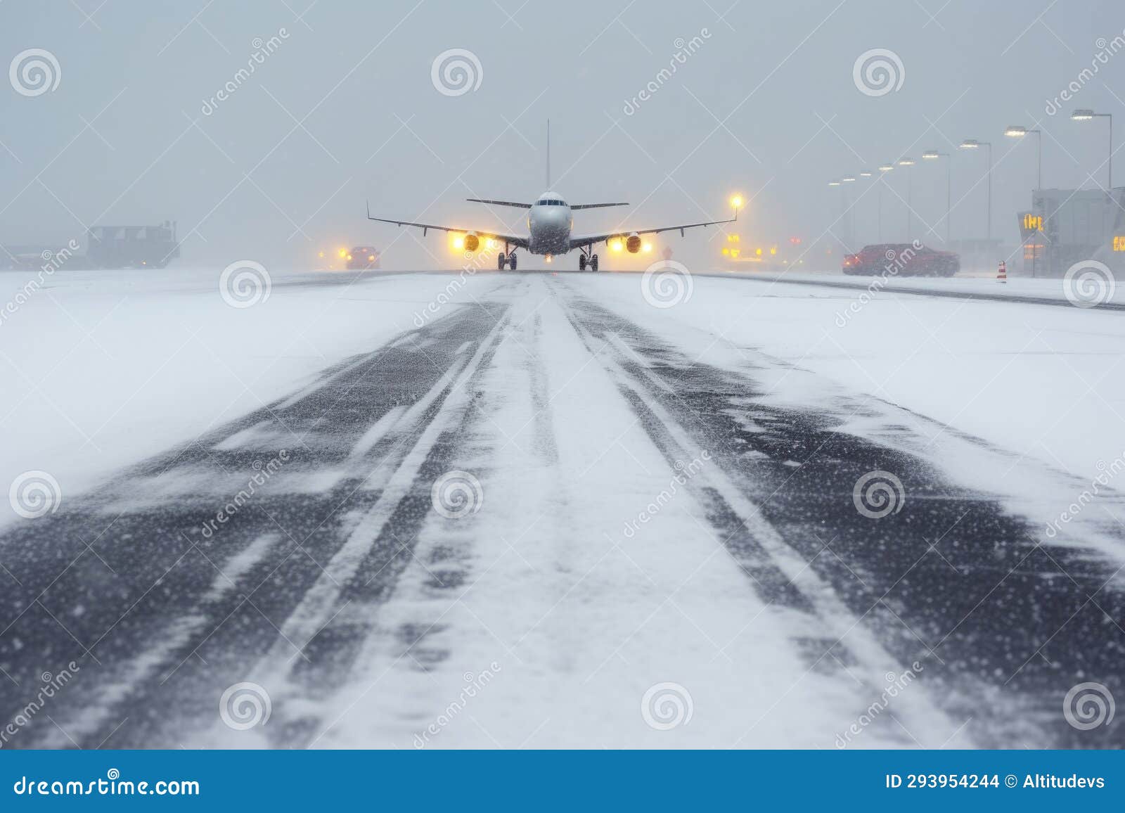 Photo of Runway during Heavy Snowfall Showing Poor Visibility Stock ...