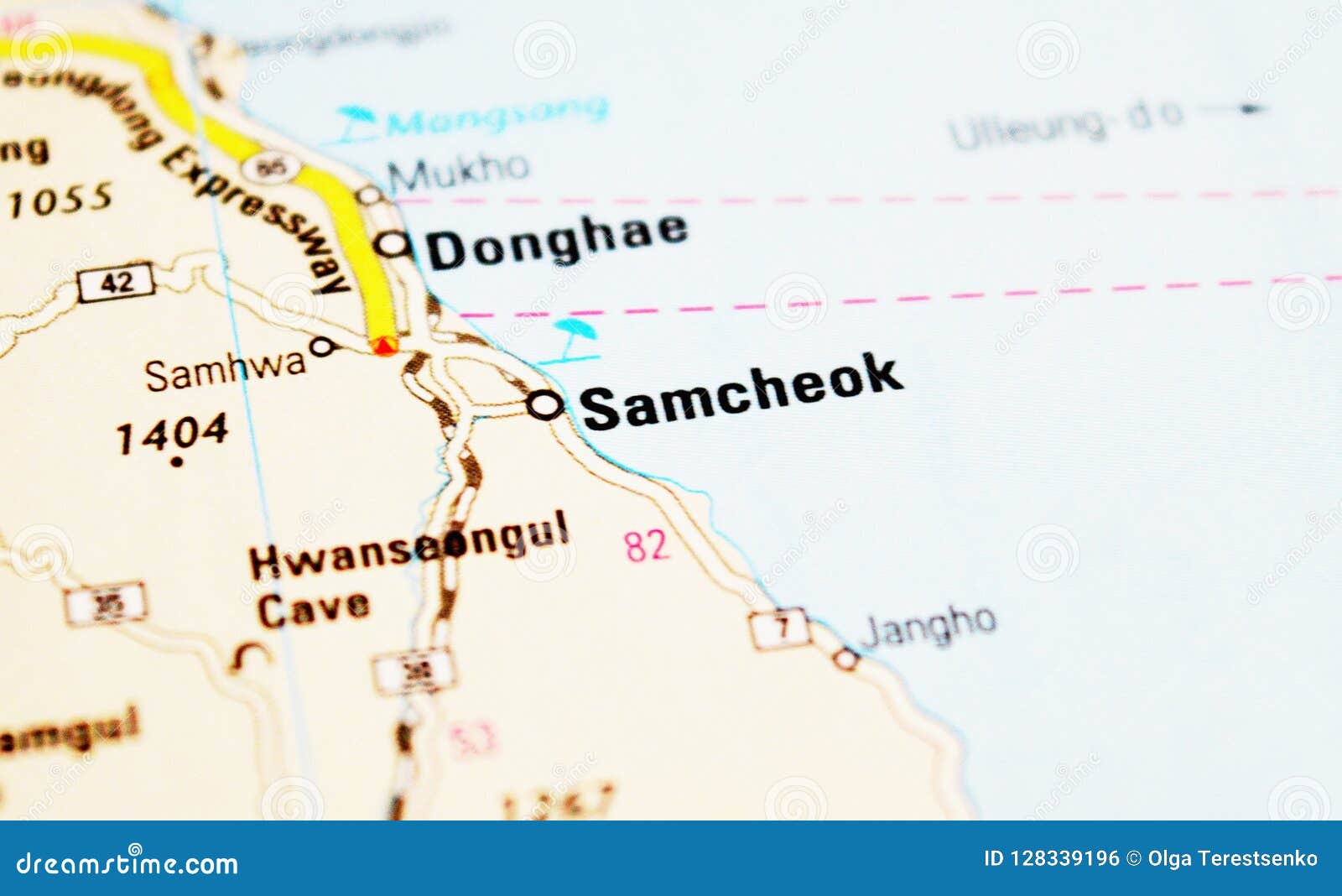 A Photo of Samcheok on a Map Stock Photo - Image of tourism, travel ...