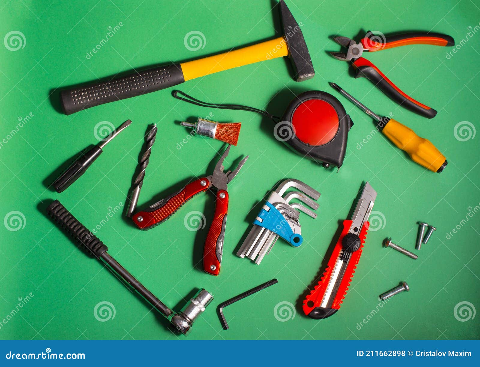 Photo Set of Different Tools for Engineering and Repairing Concept ...