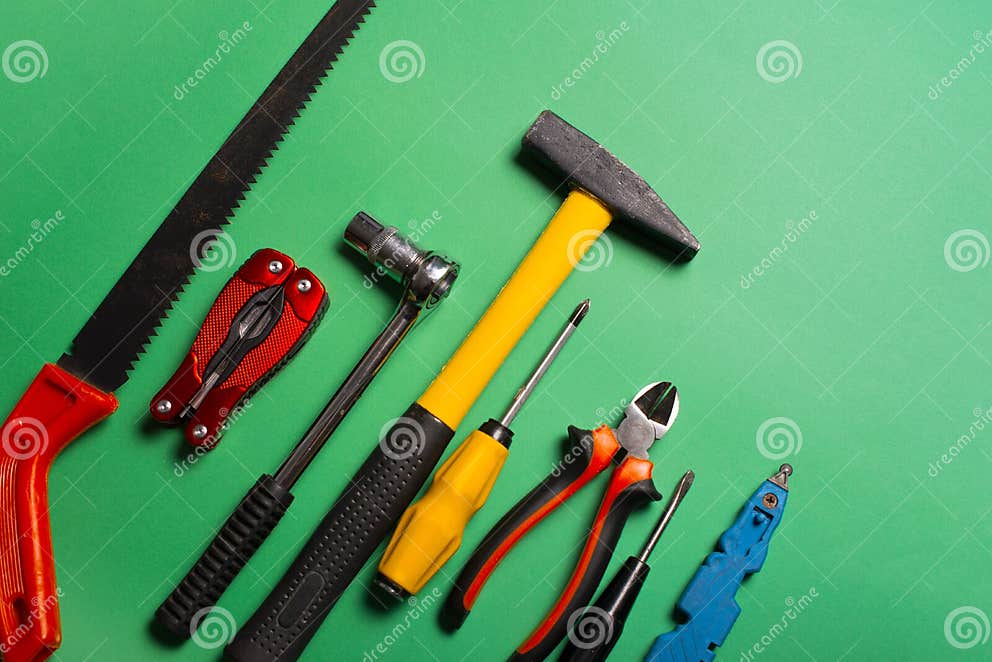 Photo Set of Different Tools for Engineering and Repairing Concept ...