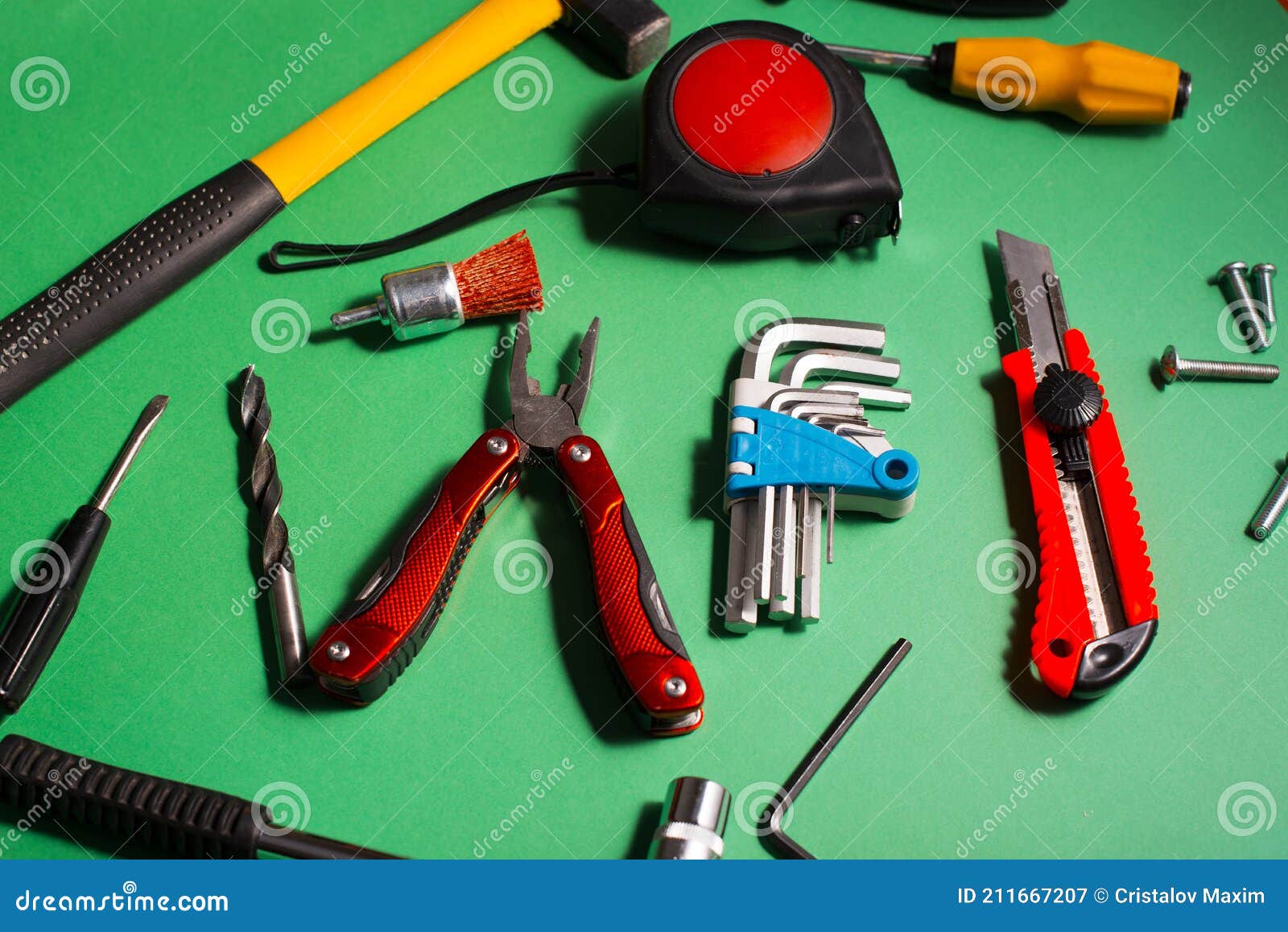Photo Set of Different Tools for Engineering and Repairing Concept ...