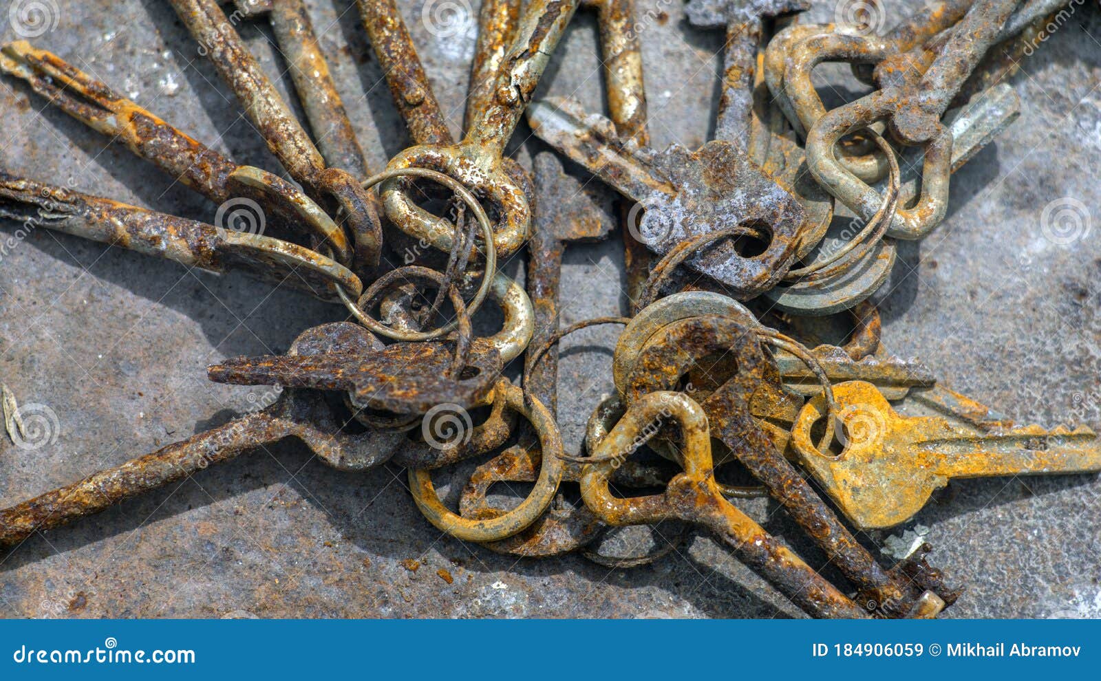 Several Old Rusty Keys on Ring Shot on Textured Background Stock Image ...