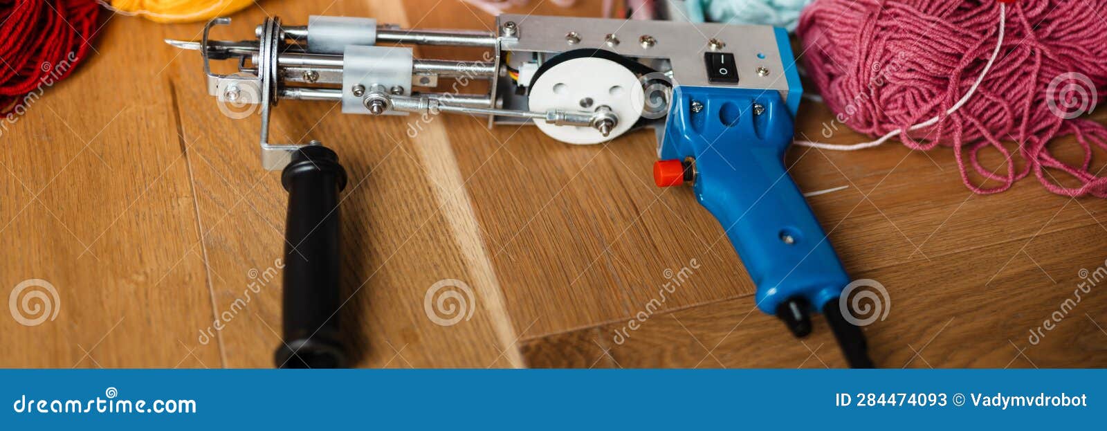 Photo of Sewing Machine and Threads on ? Floor Stock Image - Image of ...