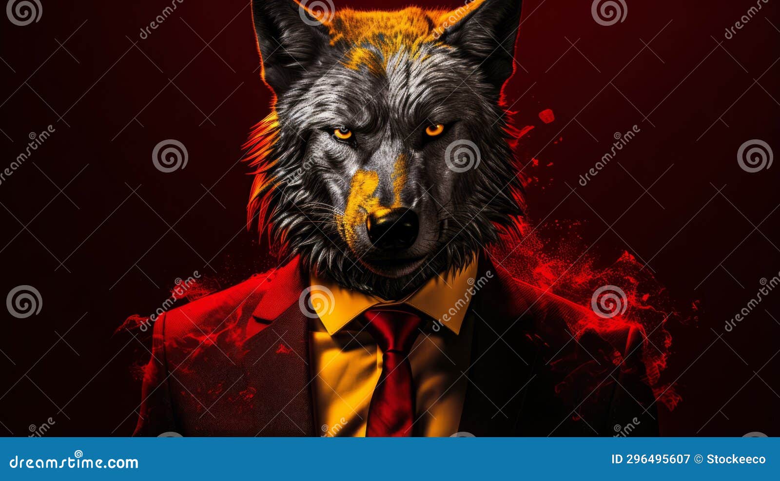 Intense Color Contrasts: Werewolf in a Suit and Tie Stock Illustration ...
