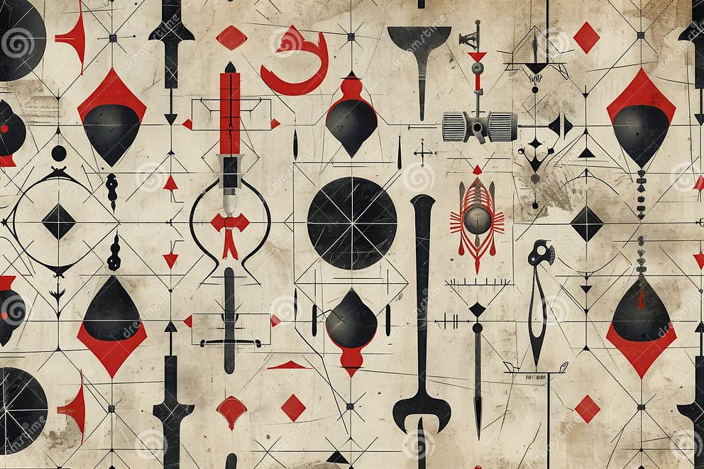 This Photo Showcases a Painting Filled with an Array of Diverse Shapes ...