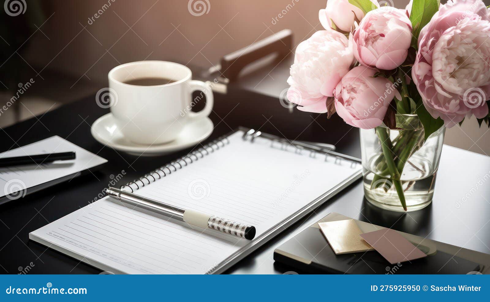 Productivity at Work: a Desk Setup To Inspire Stock Illustration ...