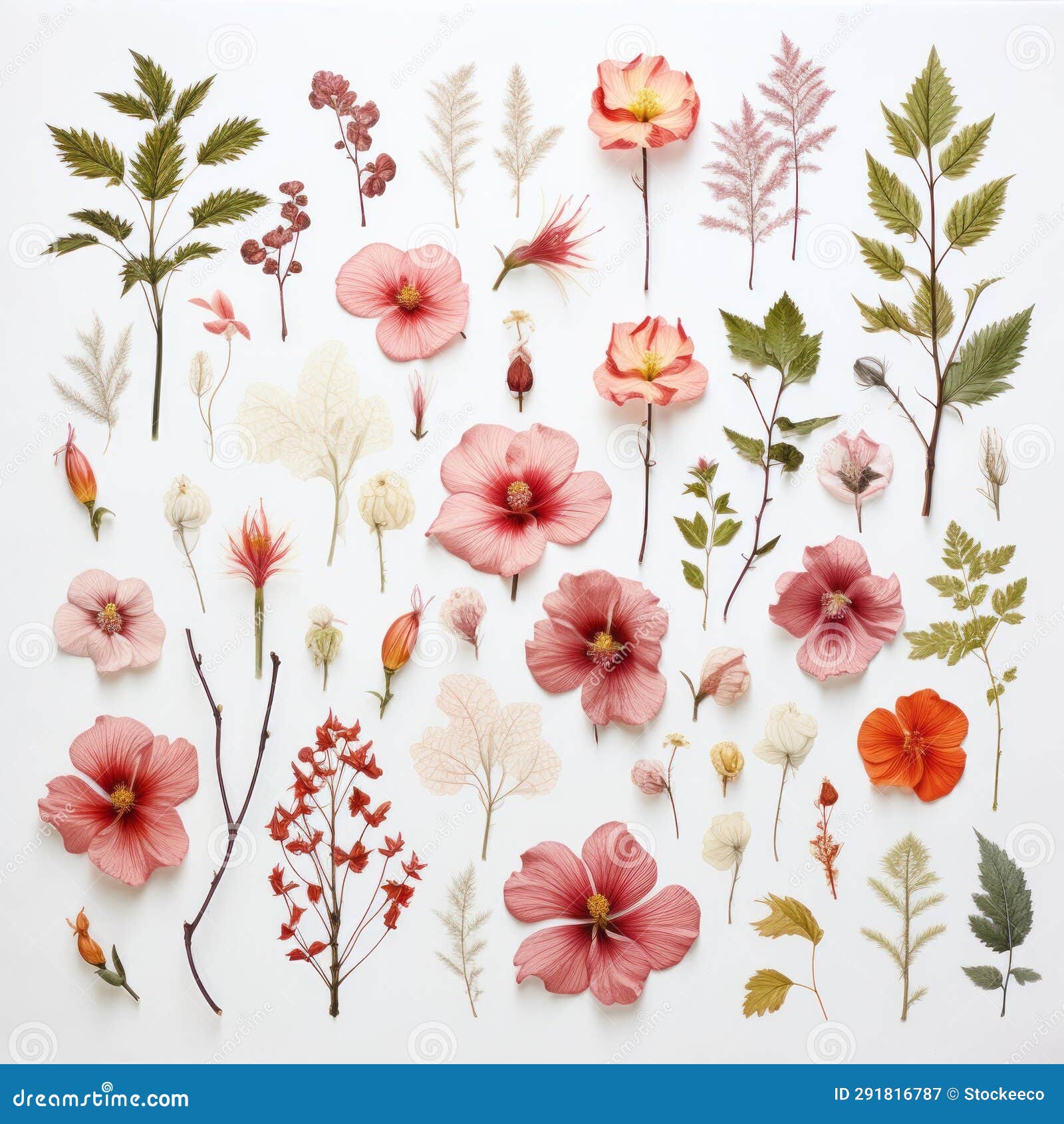 Pink and White Floral Art: Detailed Botanic Studies in Ed Freeman Style ...