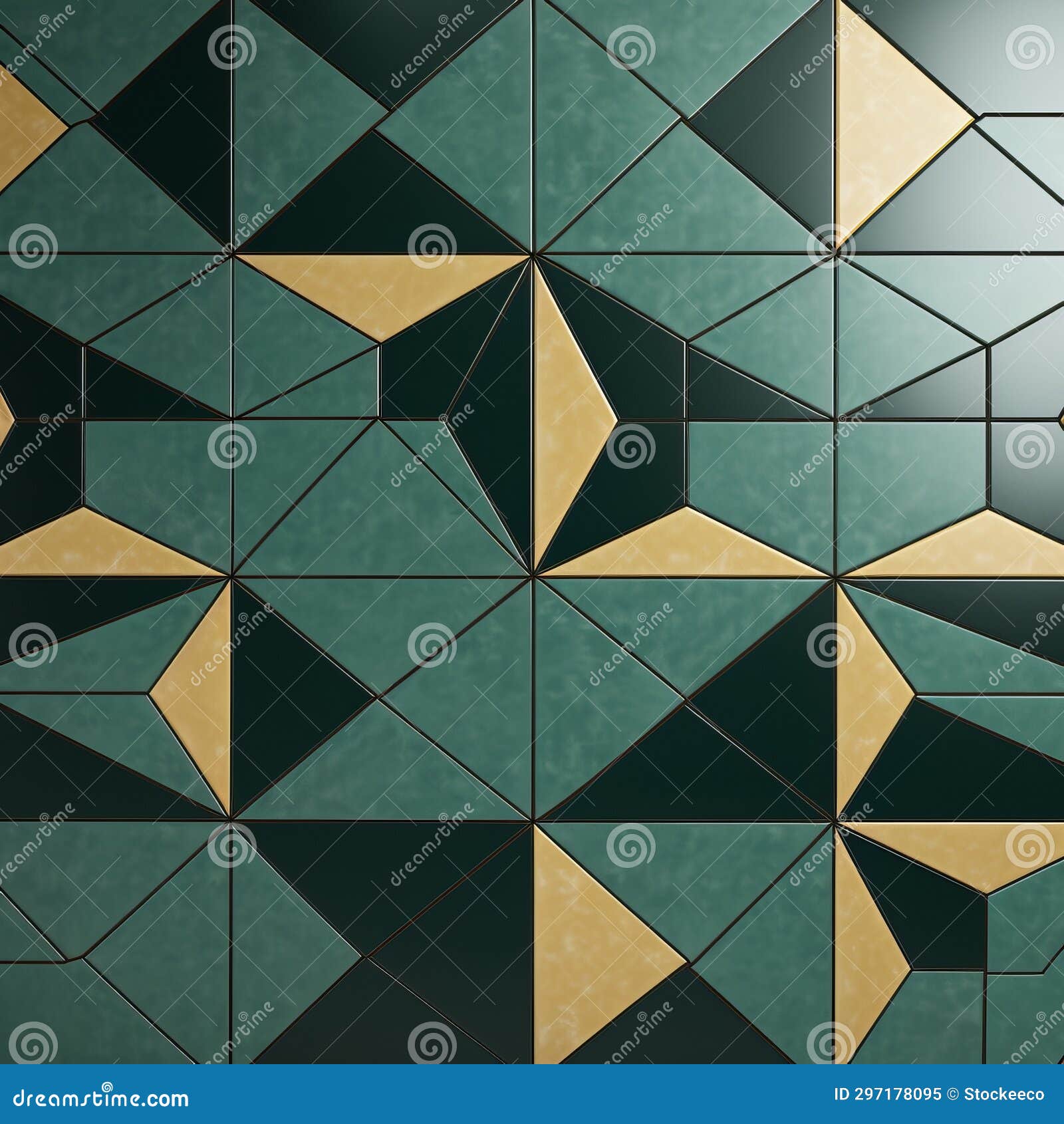 Luxurious 3d Tiles With Gold-colored Triangles - Minimalistic Symmetry ...