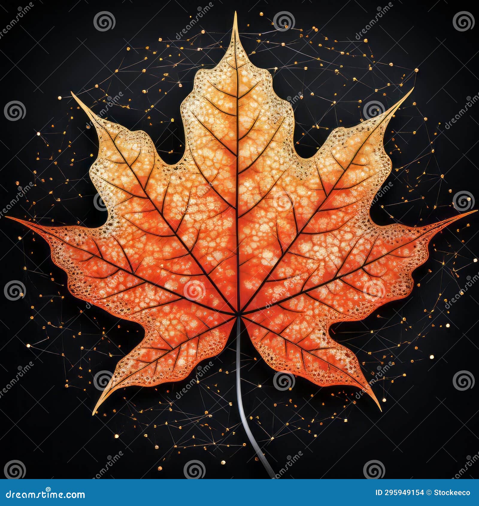 Abstract Maple Leaf Background with Lace Patterns and Contrasting ...