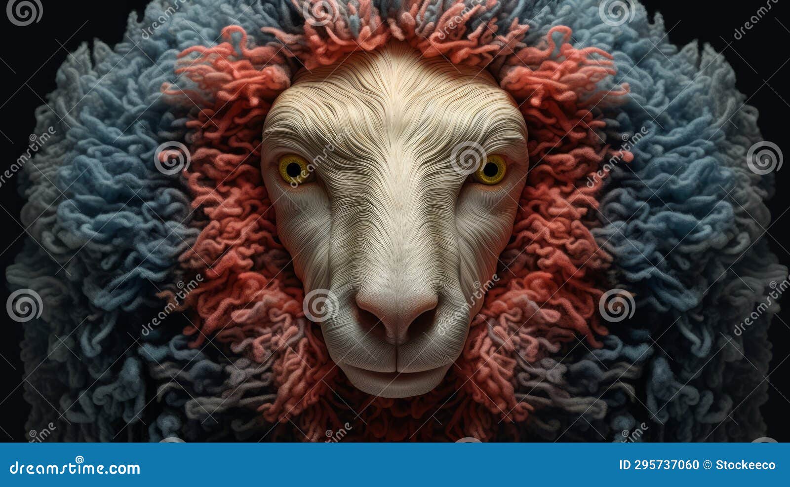 Surreal 3d Sheep Face Dark, Fantastical, and Hyper-detailed Stock ...