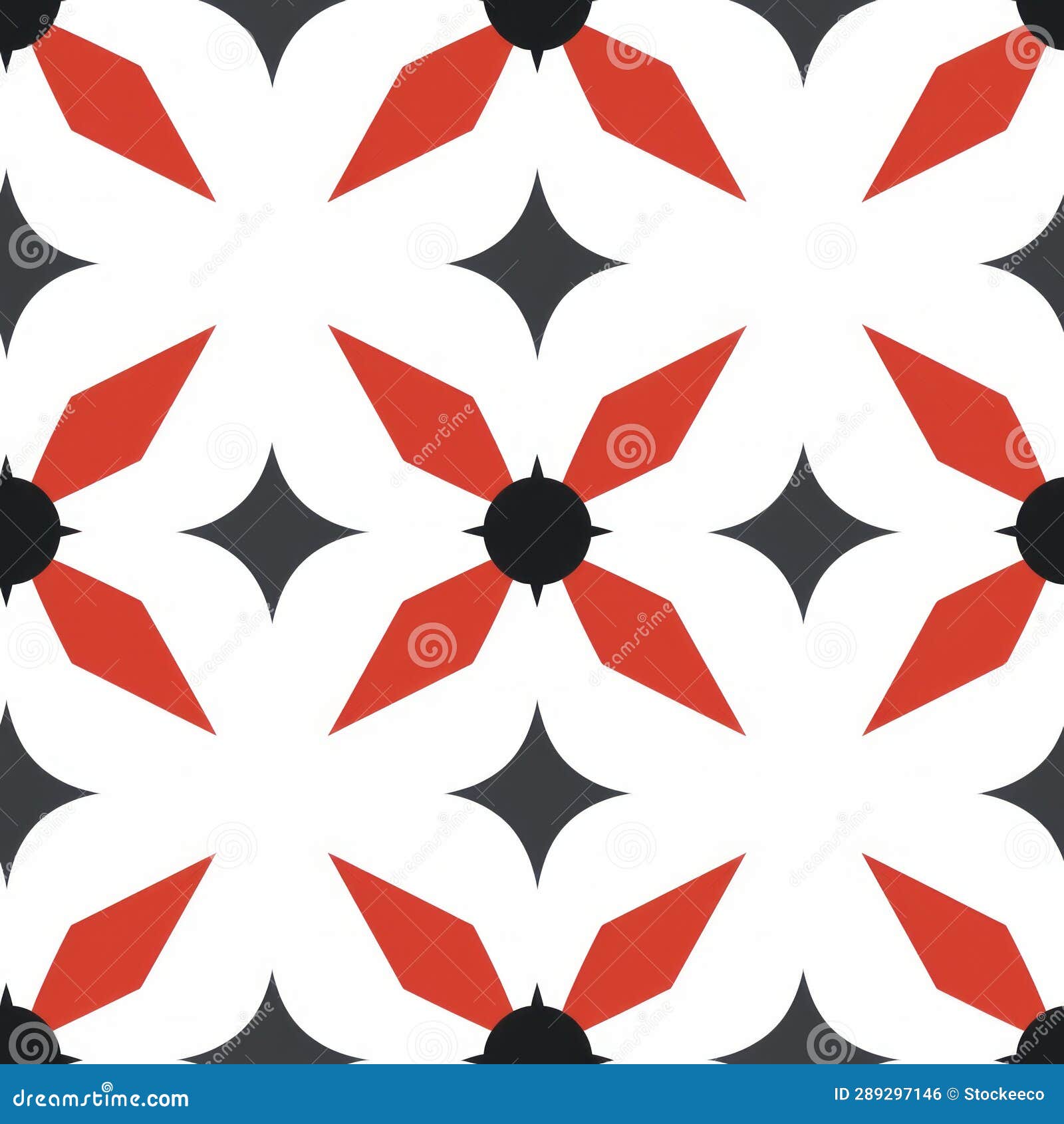 Minimalistic Mosaic Pattern with Red, White, and Black Geometric Shapes ...