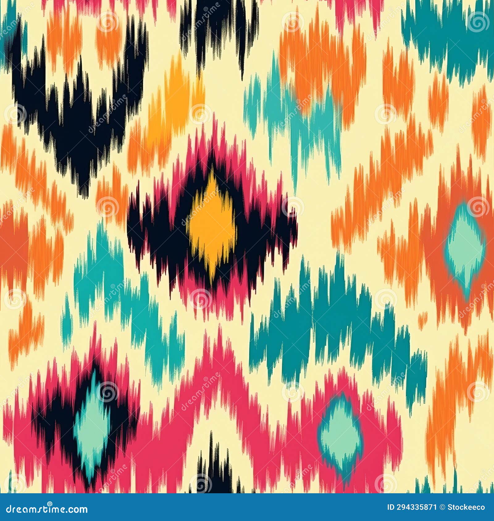 Vibrant Ikat Style Design with Diverse Color Palette Stock Illustration ...