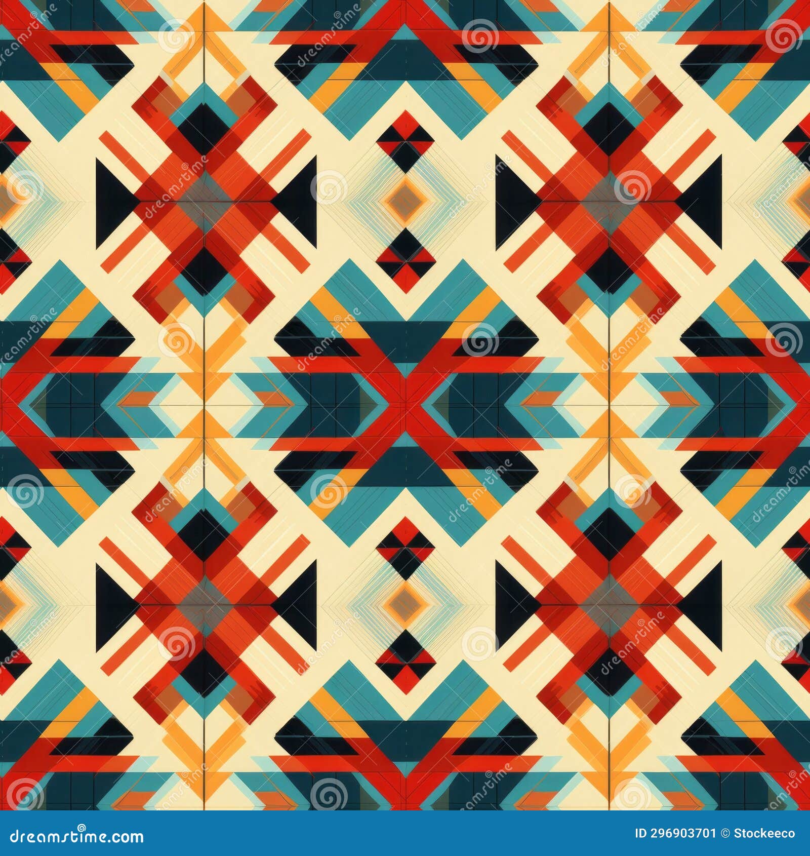 Native American Inspired Seamless Patterns in Dark Turquoise and Orange ...