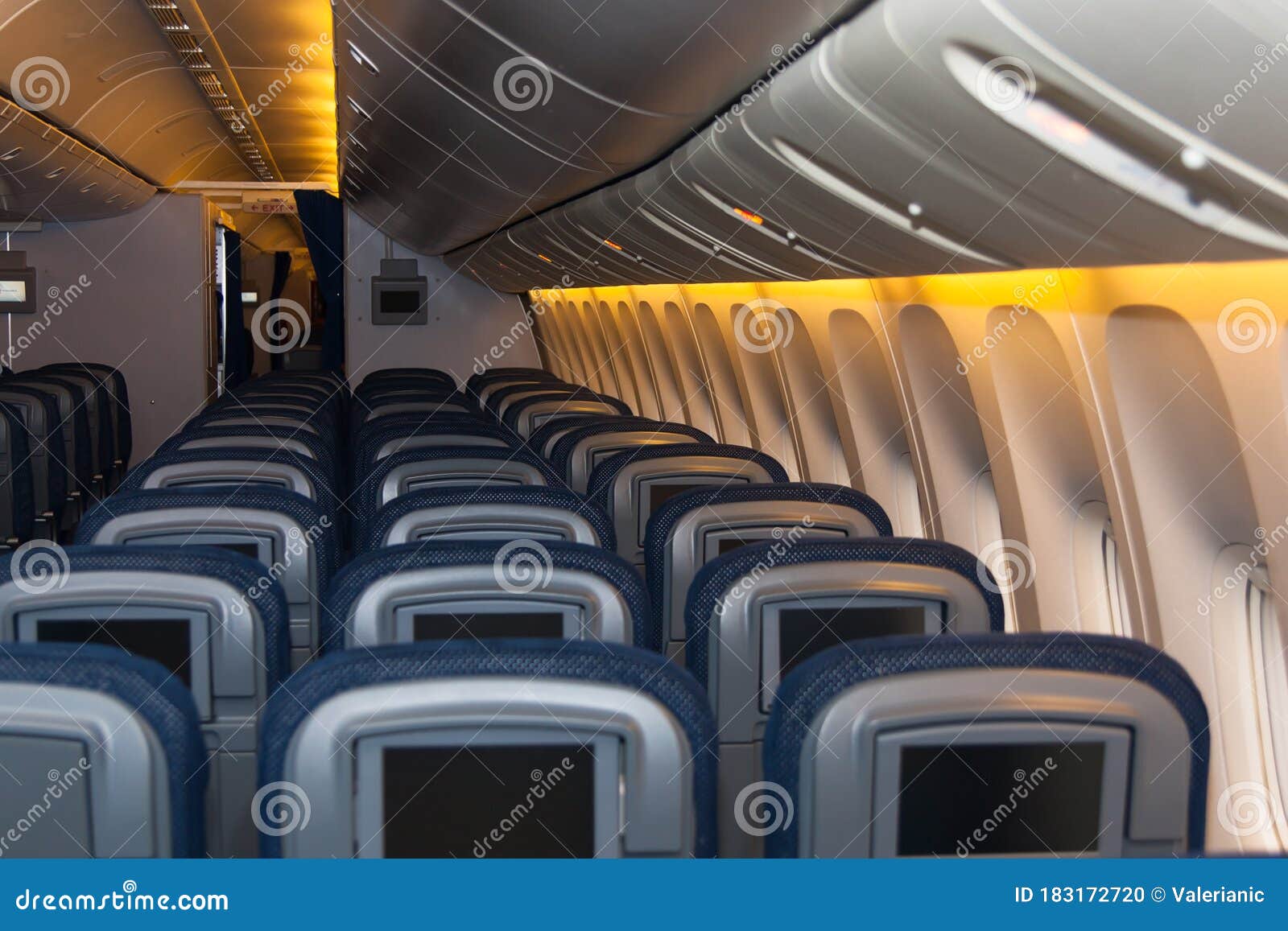 An empty cabin two stock photo. Image of airplane, plane - 183172720