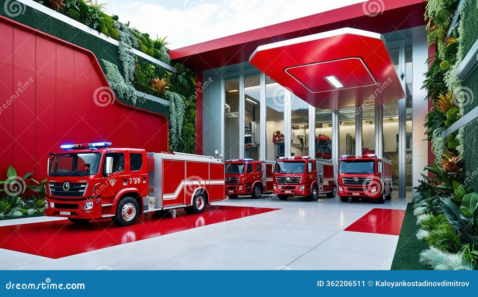 Modern High-Tech Fire Station Stock Illustration - Illustration of ...