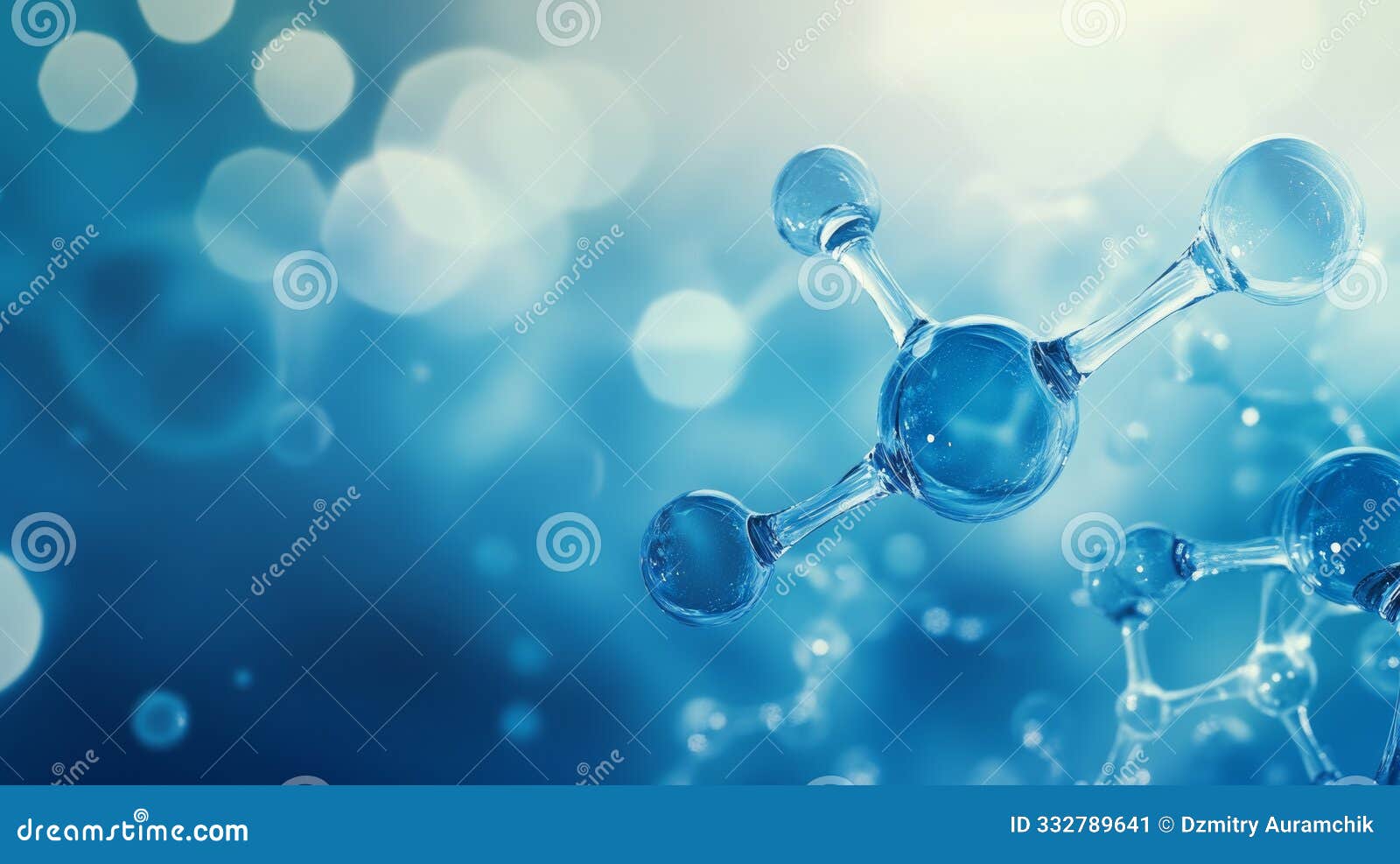 The Photo Shows a Macro View of a Transparent Blue Science Molecules ...