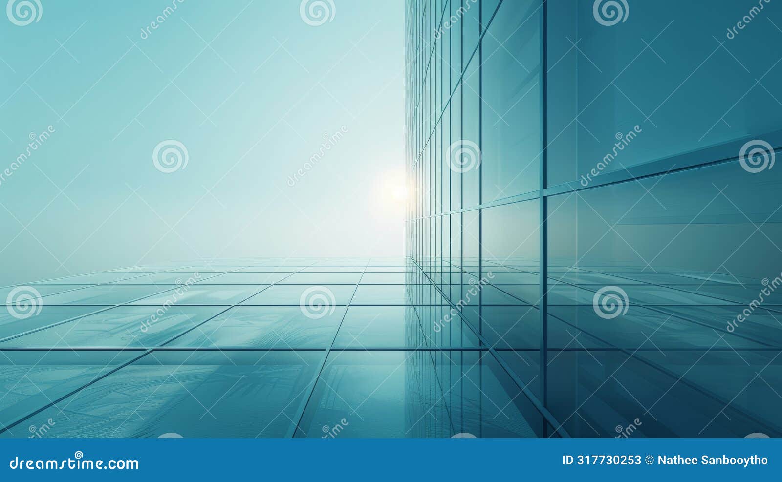 The Photo Shows a Modern Glass Skyscraper with Blue Reflective Windows ...