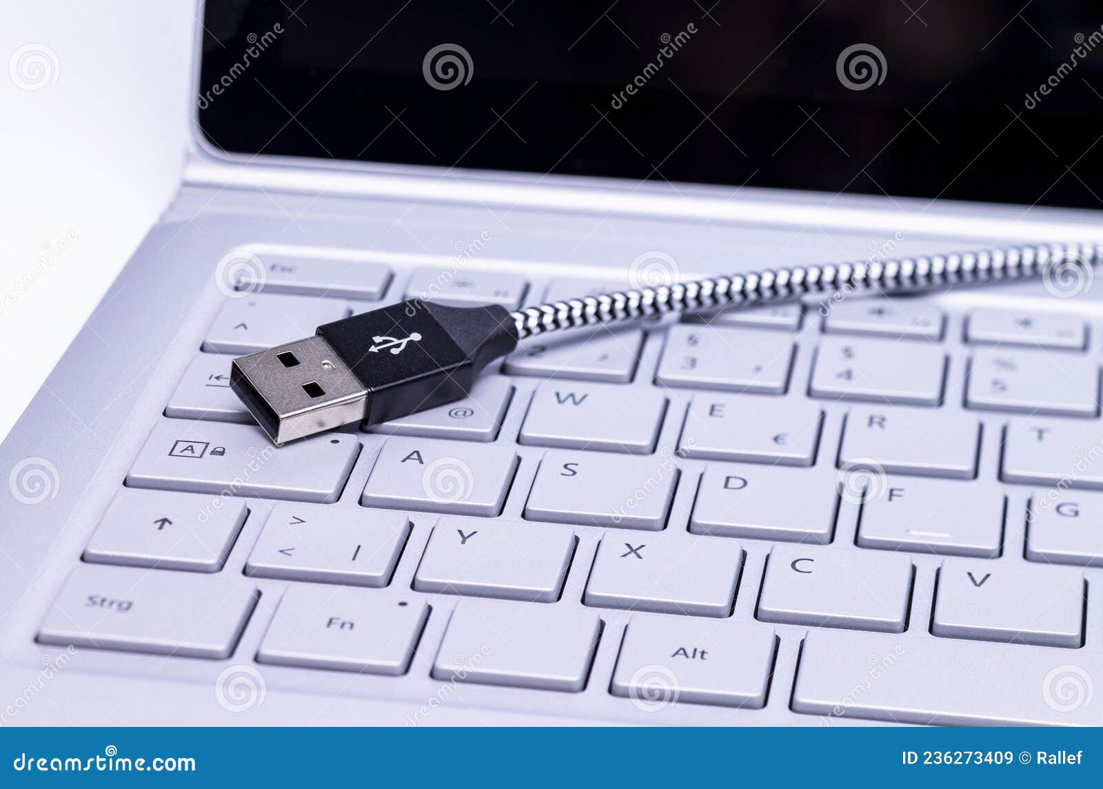 Notebook with USB cable stock image. Image of connect - 236273409