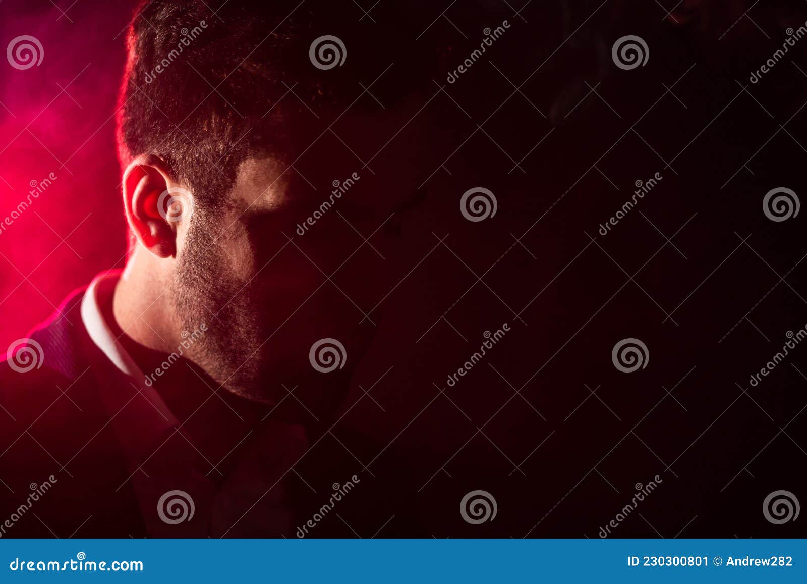 Photo of Side View of Male Face with Beard in Shadow. Stock Image ...