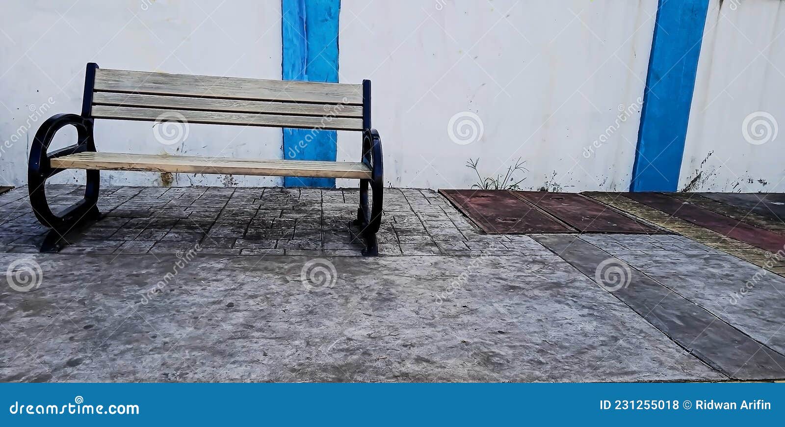 Photo of a Sloping Bench on a Highway Pavement Stock Photo - Image of ...