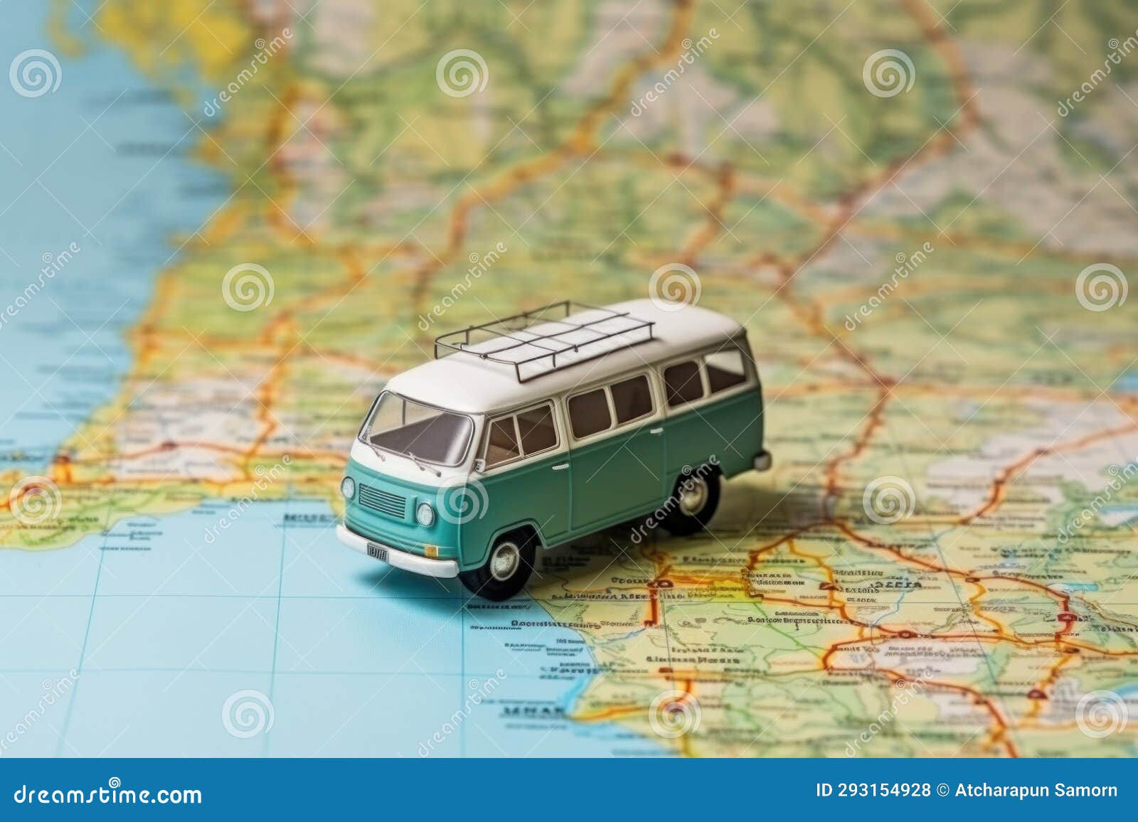 Photo of Small Van Car Model on the Map Paper Stock Photo - Image of ...
