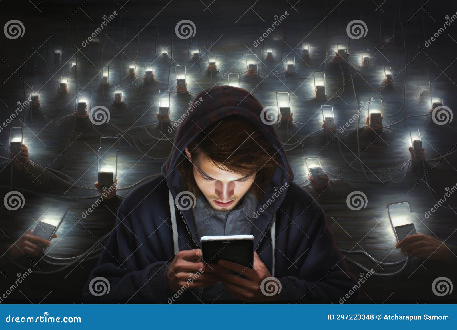 Photo of Smartphone Addiction. Nomophobia Concept Stock Illustration ...