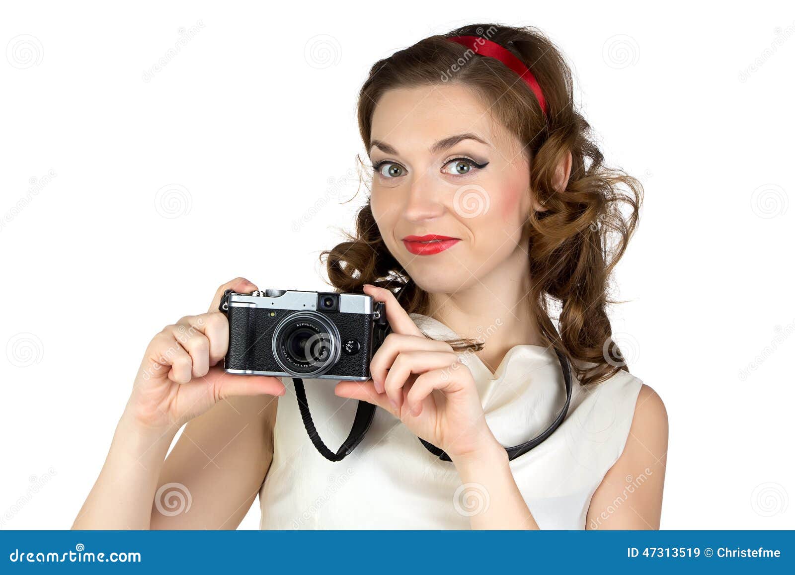 Photo of the Smiling Woman with Camera Stock Image - Image of camera ...