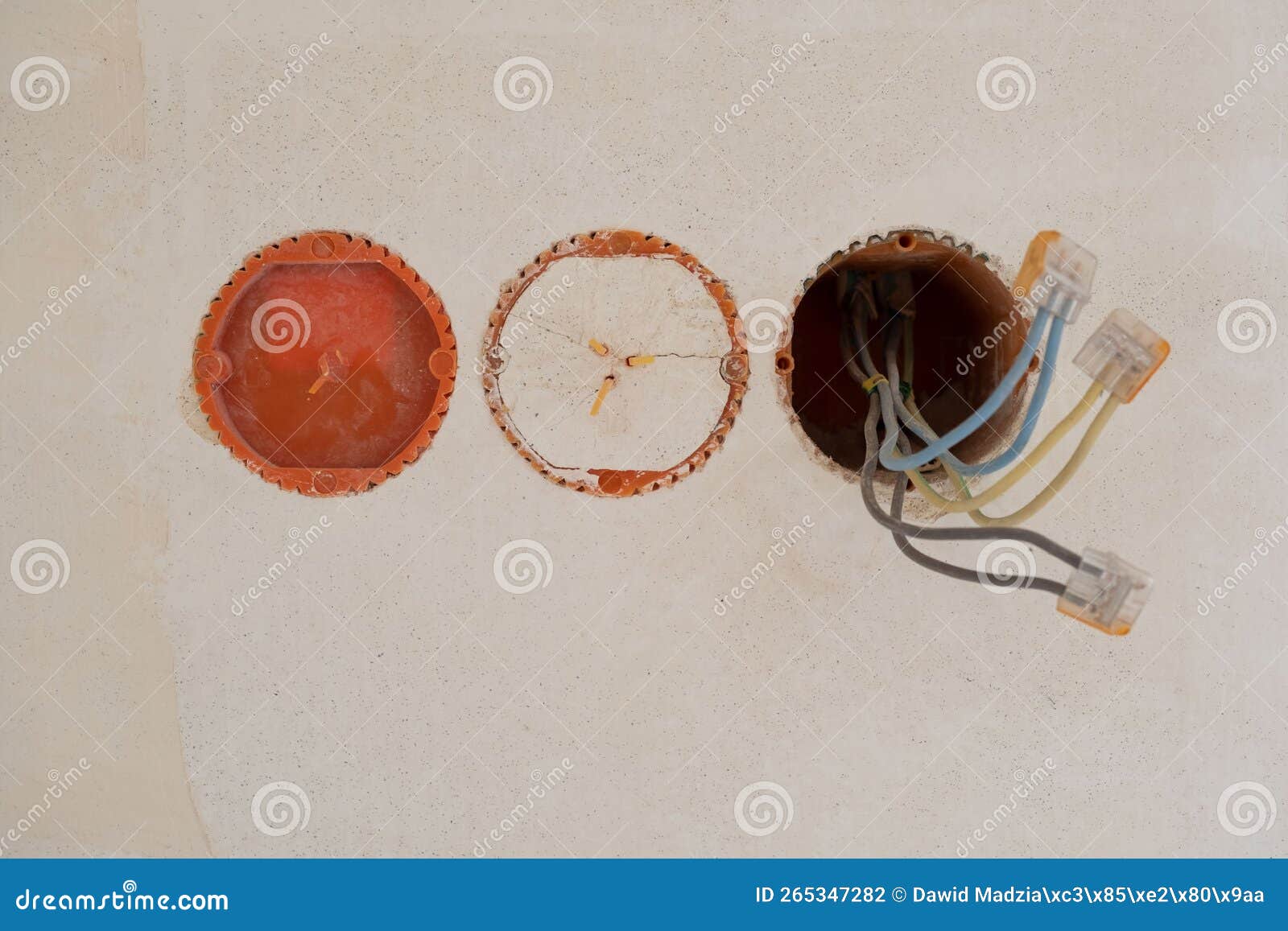 Photo of Sockets and Back Boxes into a Wall, New Construction Stock ...