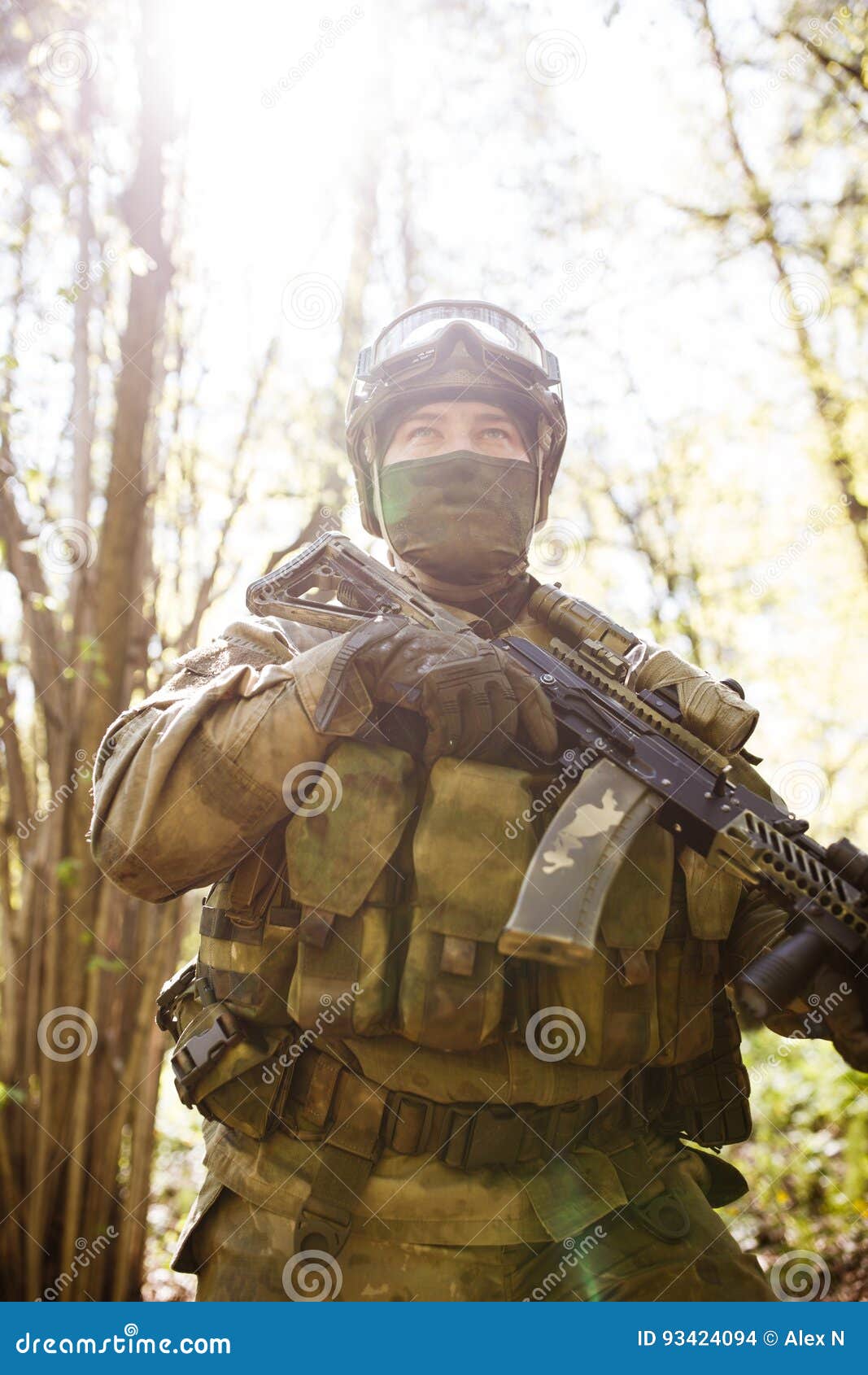 Photo of Soldier with Weapon Stock Photo - Image of machine, outdoor ...