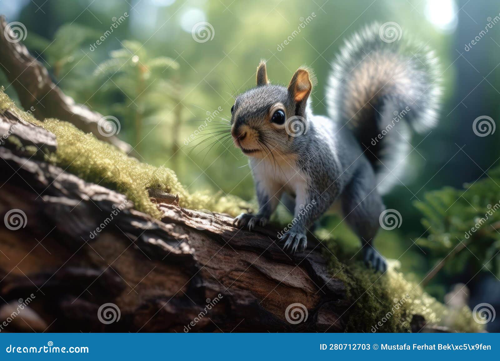 Photo of a Squirrel Walking on a Tree Branch. Generative AI Stock ...