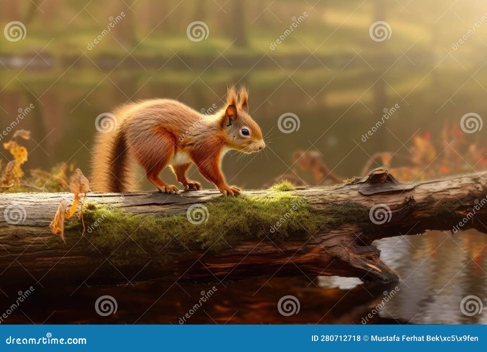Photo of a Squirrel Walking on a Tree Branch. Generative AI Stock ...