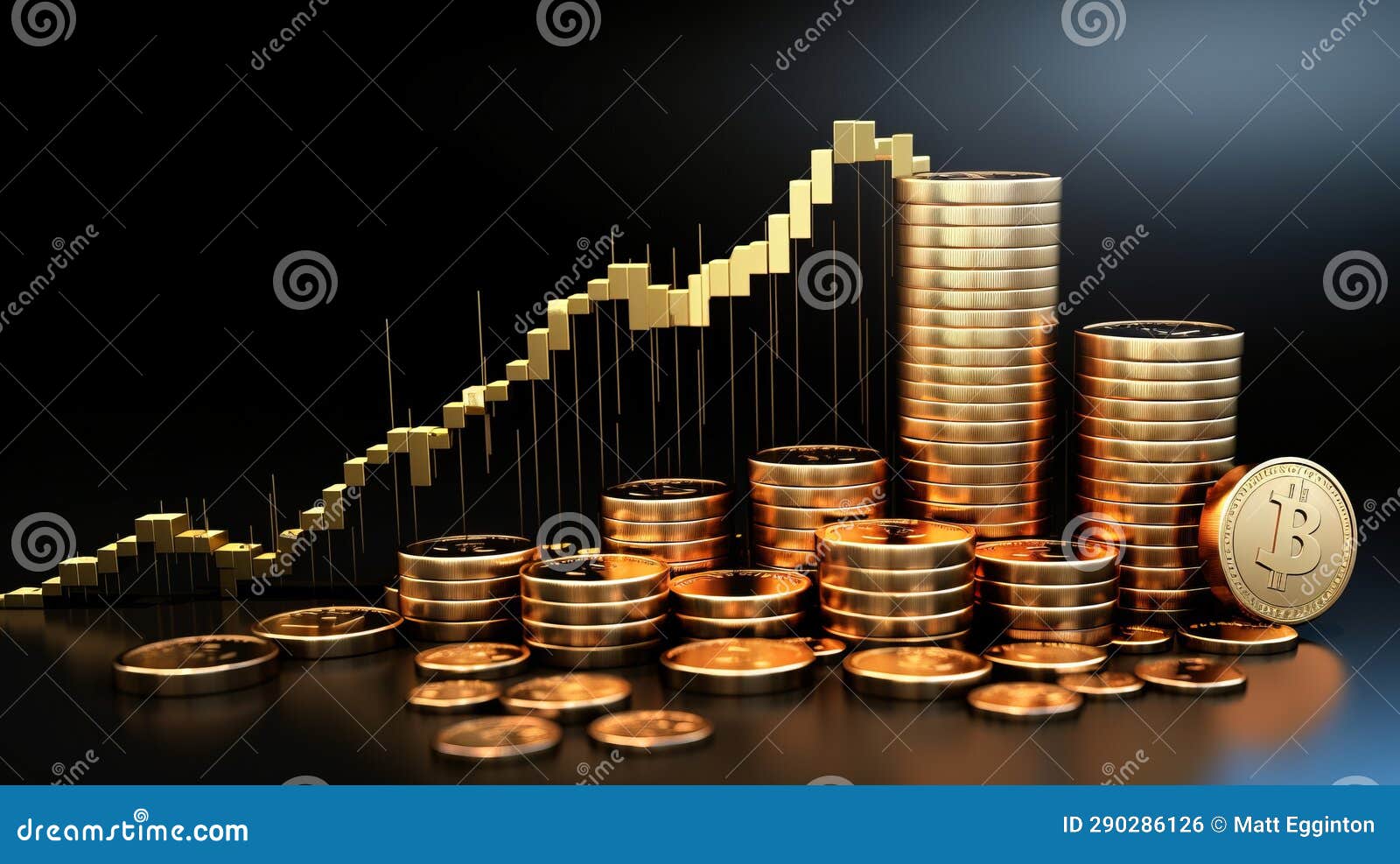 Photo of a Stack of Gold Coins Next To a Growing Chart Stock ...