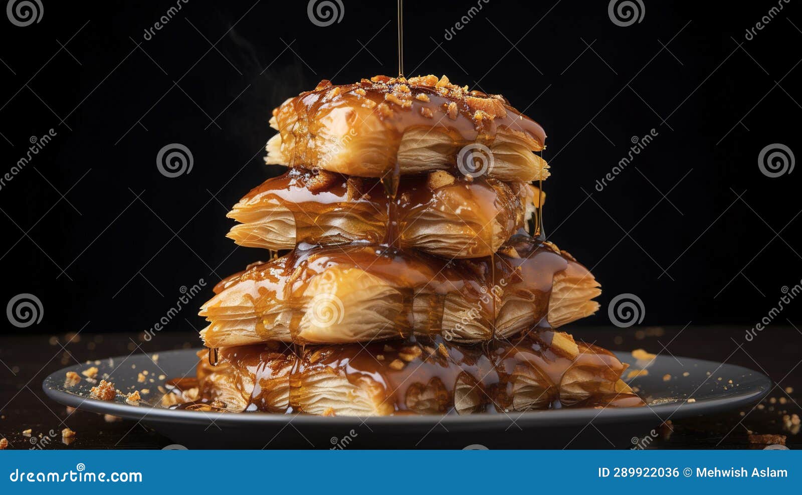 A Photo of a Stacked Tower of Flaky Baklava Stock Illustration ...