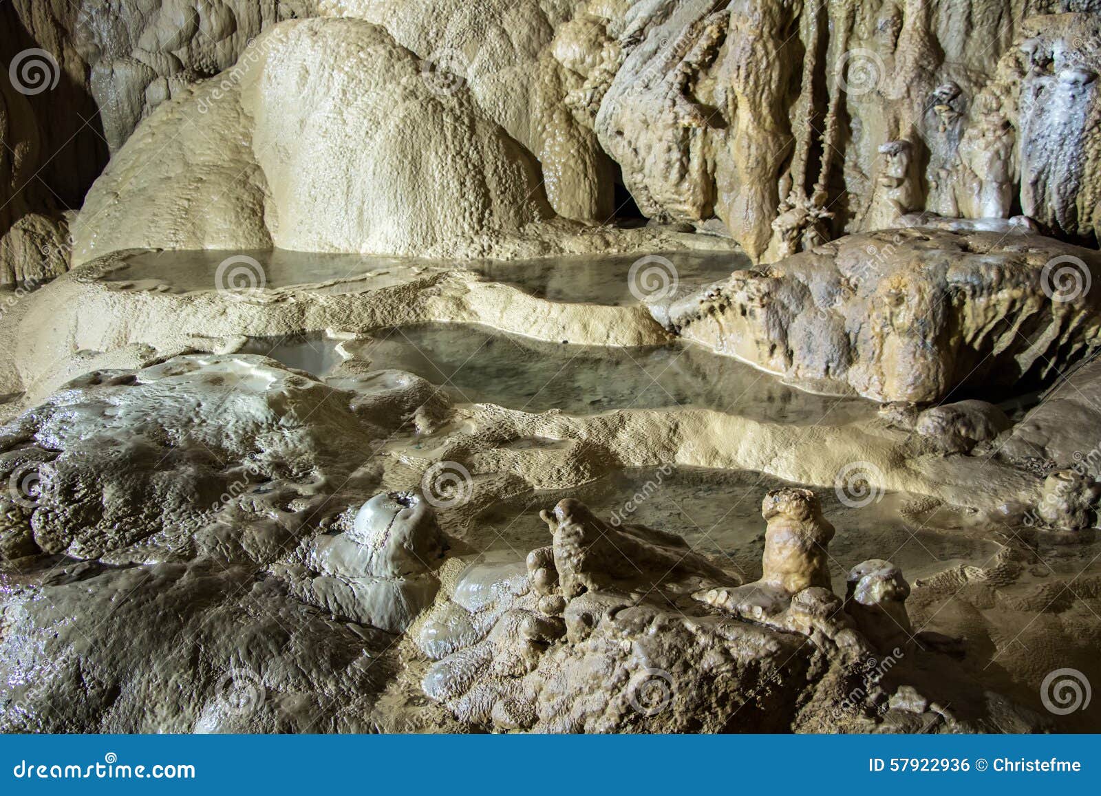 Photo Stalactites and Puddles of Water in the Cave Stock Photo - Image ...