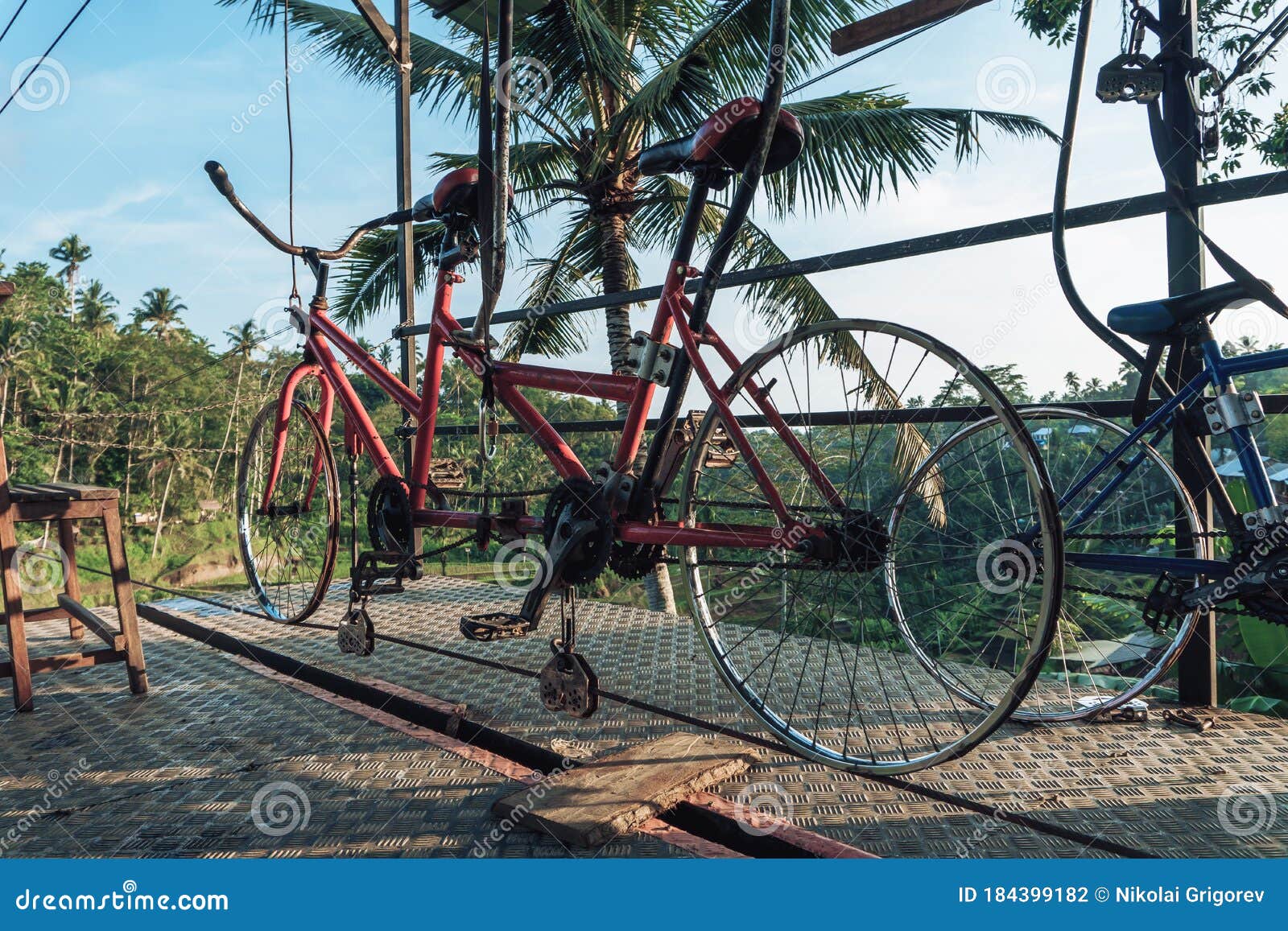 Photo of a Structure for Cycling a Tightrope between Two Mountains ...