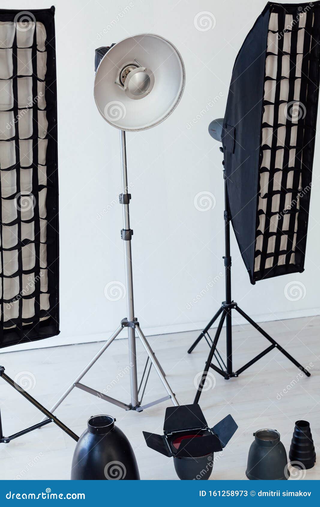 Photo Studio Accessories Photographer`s Interior White Background Stock ...