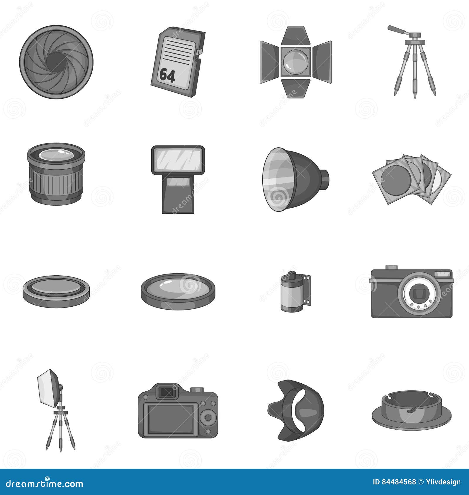 Photo Studio Icons Set, Monochrome Style Stock Vector - Illustration of ...