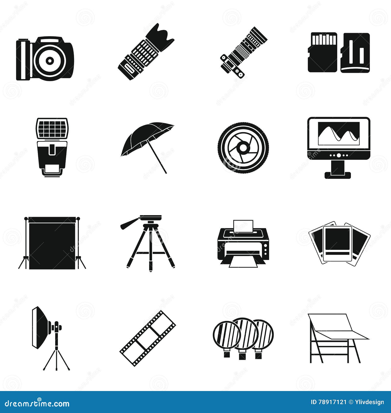 Photo Studio Icons Set, Simple Style Stock Vector - Illustration of ...