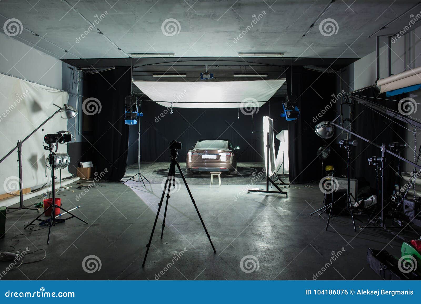 Photo Studio Shooting with Car and Lighting Stock Photo - Image of ...