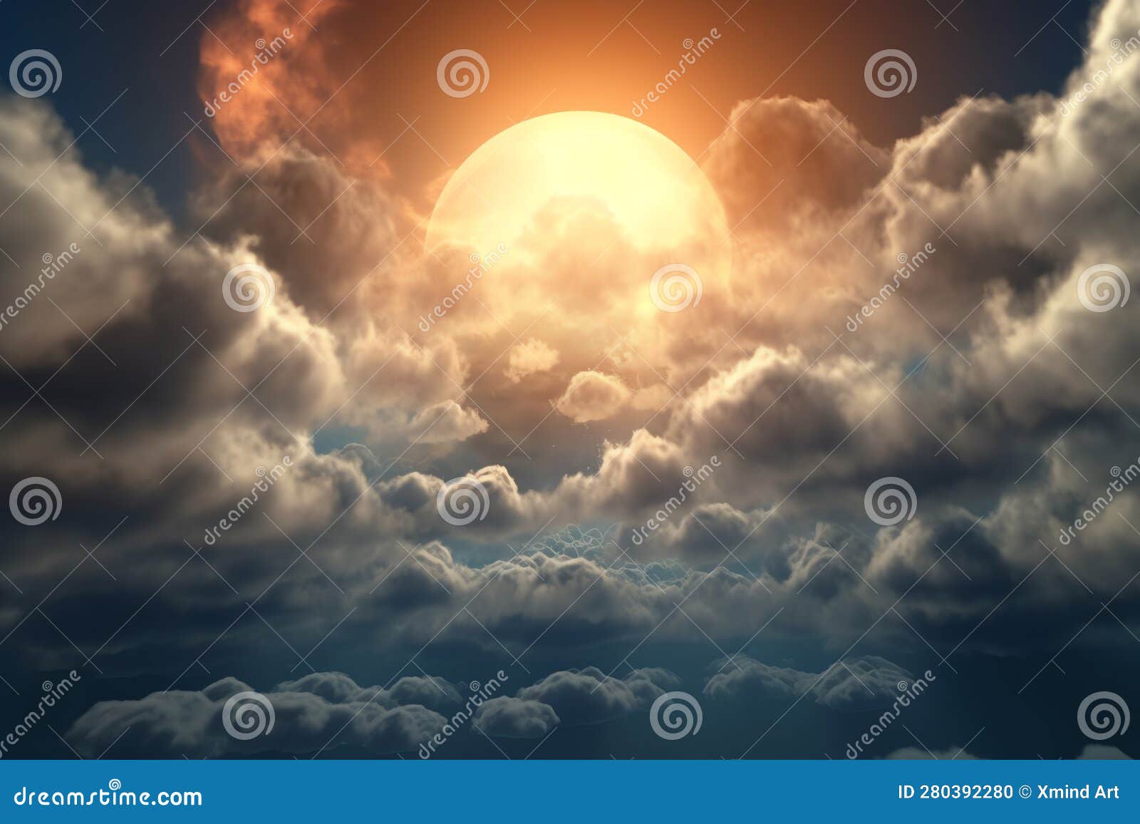Sun between Clouds Ai Generated Stock Illustration - Illustration of white, blue: 280392280