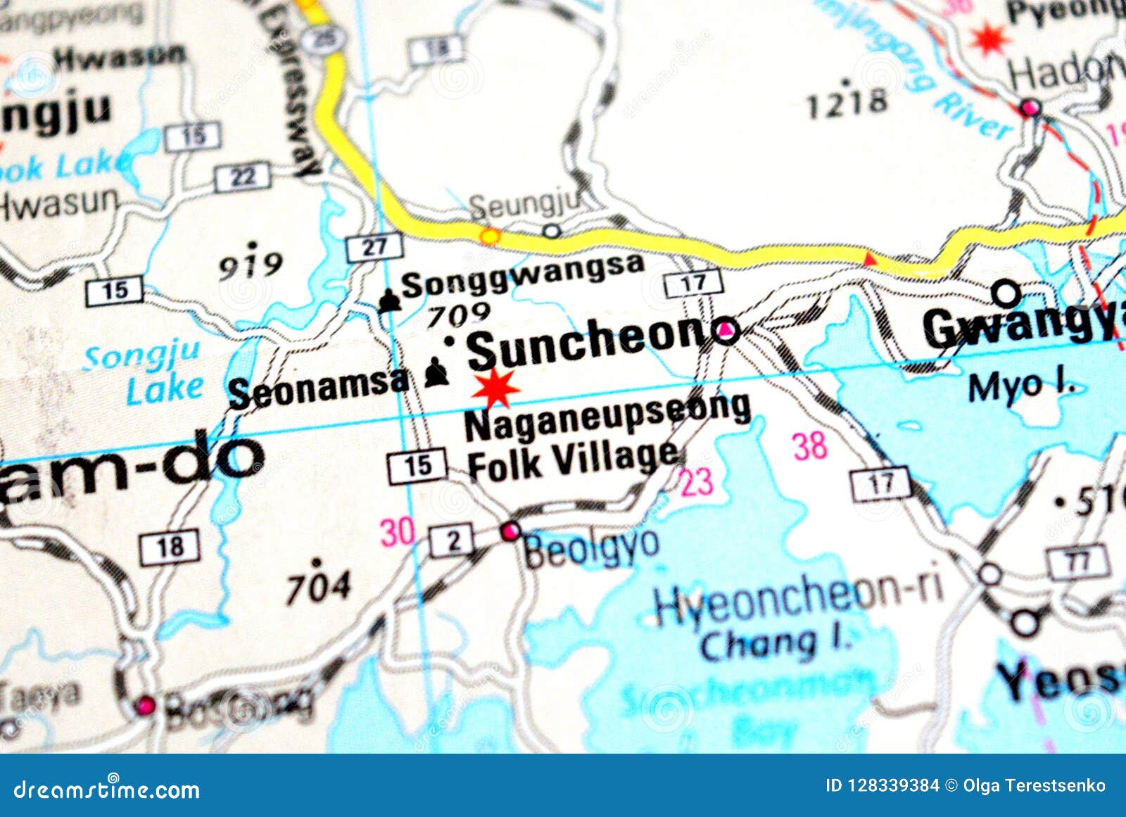 A Photo of Suncheon on a Map Stock Photo - Image of world, globe: 128339384