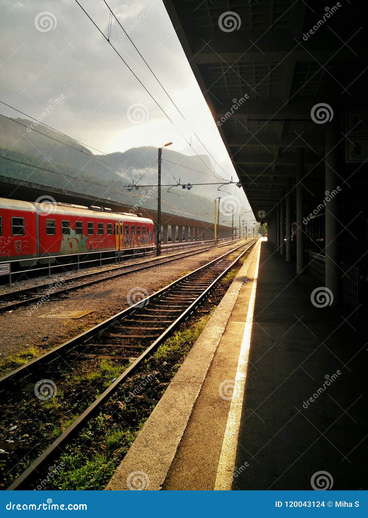 Train on the Random Train Station Stock Photo - Image of good, sunset ...
