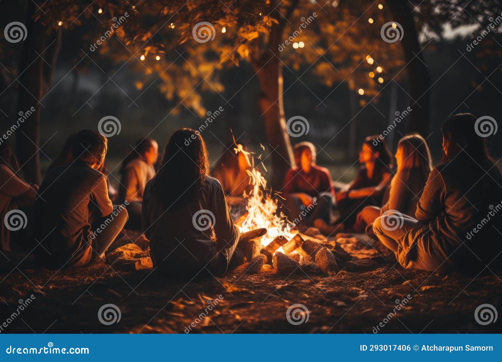 Photo of a Support Group Gathering Around a Bonfire Stock Photo - Image ...