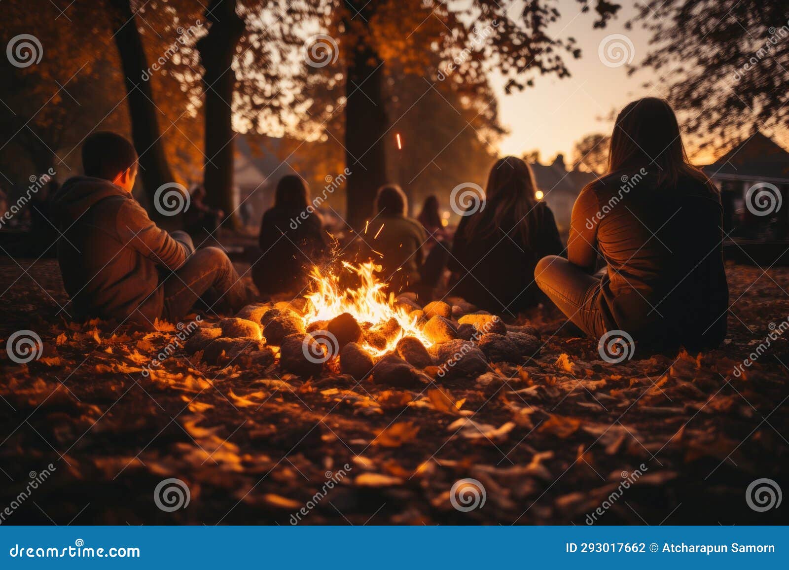 Photo of a Support Group Gathering Around a Bonfire Stock Photo - Image ...