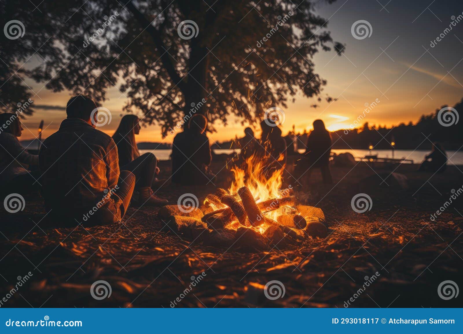 Photo of a Support Group Gathering Around a Bonfire Stock Image - Image ...