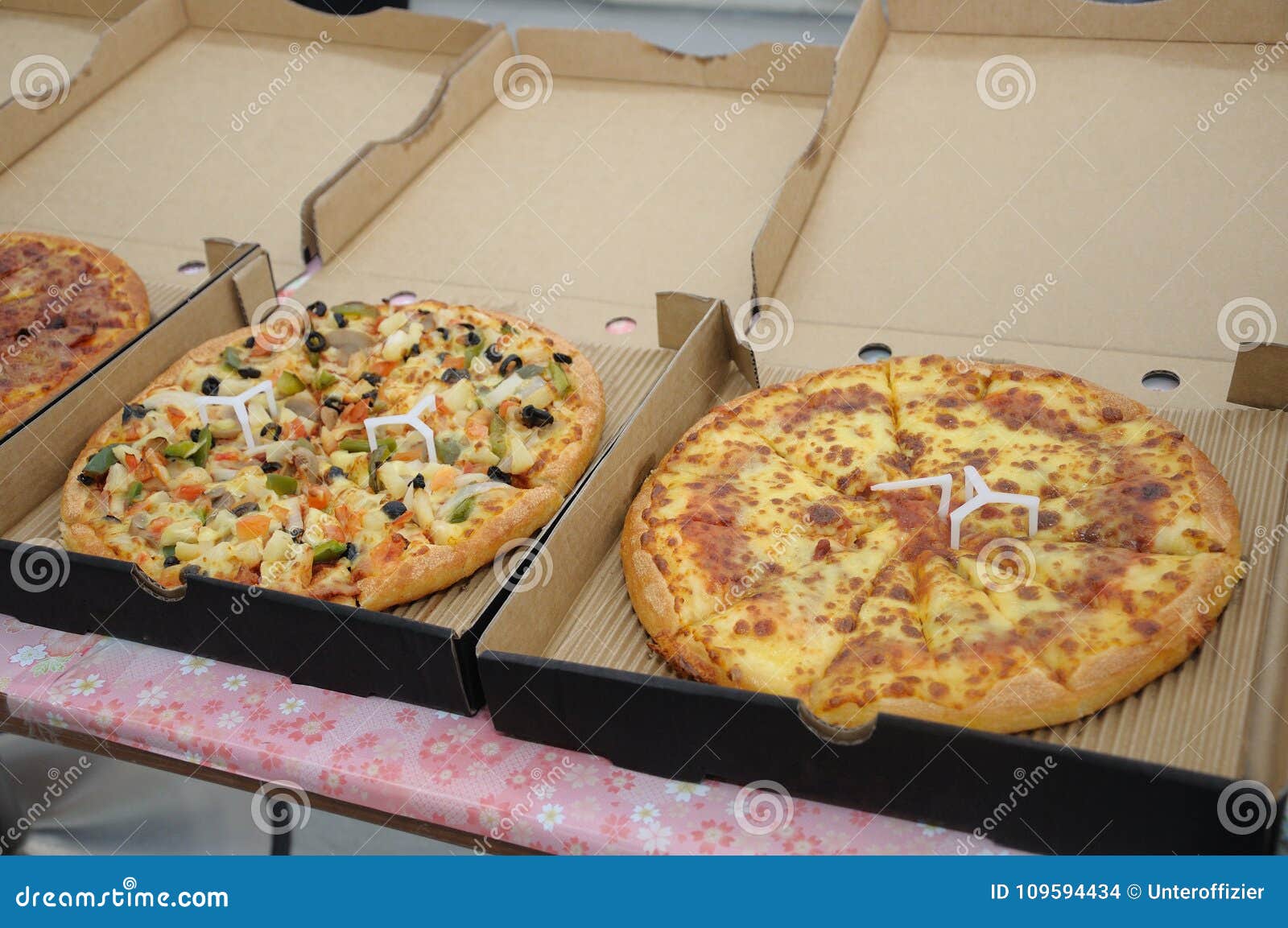 Some Pizzas in the Boxes Ready for Serving Stock Photo - Image of bacon ...