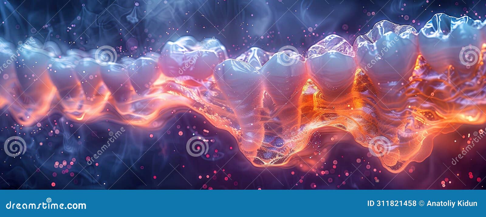 A Photo of Teeth with an Illuminated Background, in the Style of Hyper ...